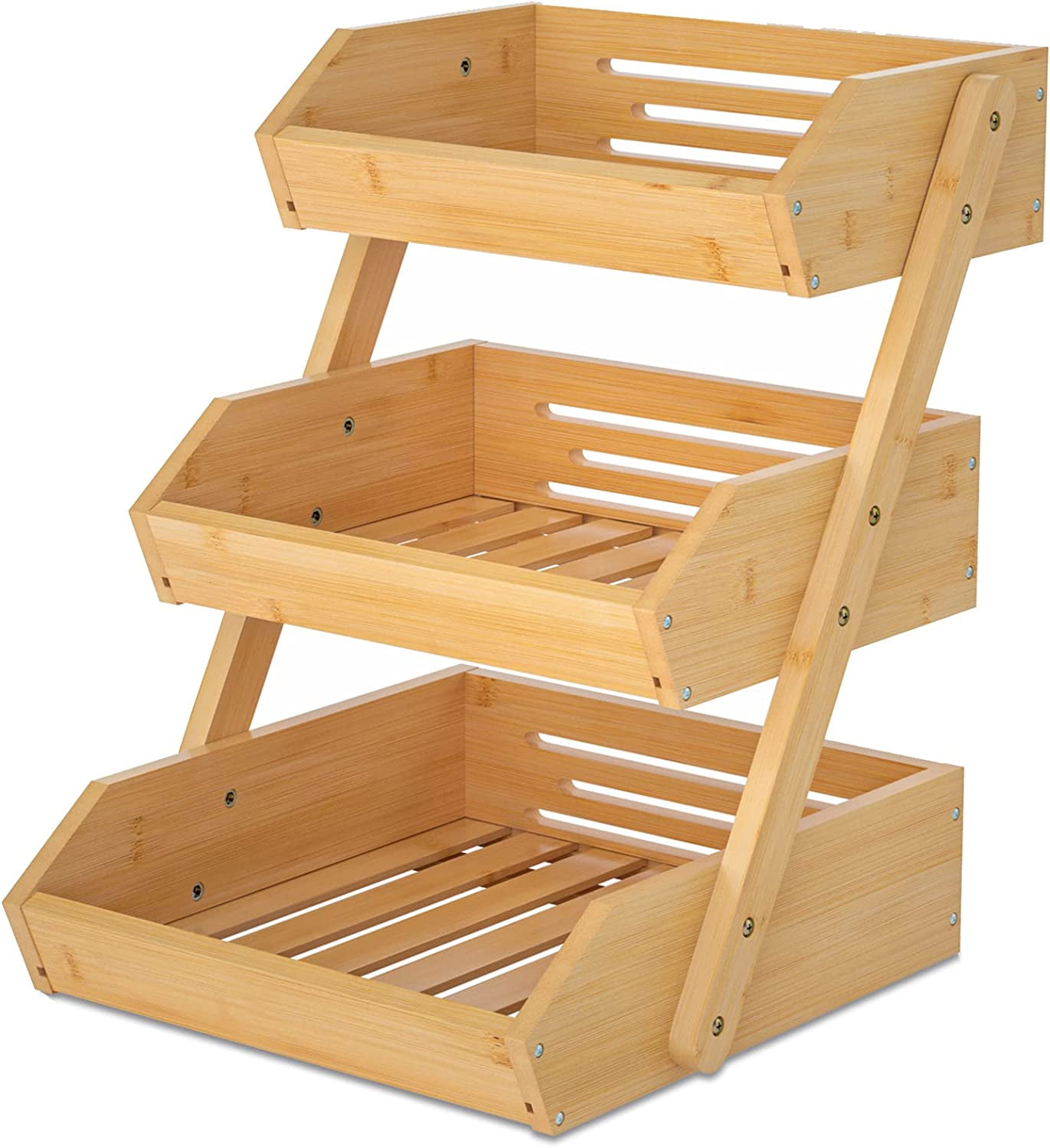 Large 3 Tier Bamboo Fruit Basket Stand for Kitchen Countertop – Fruit ...