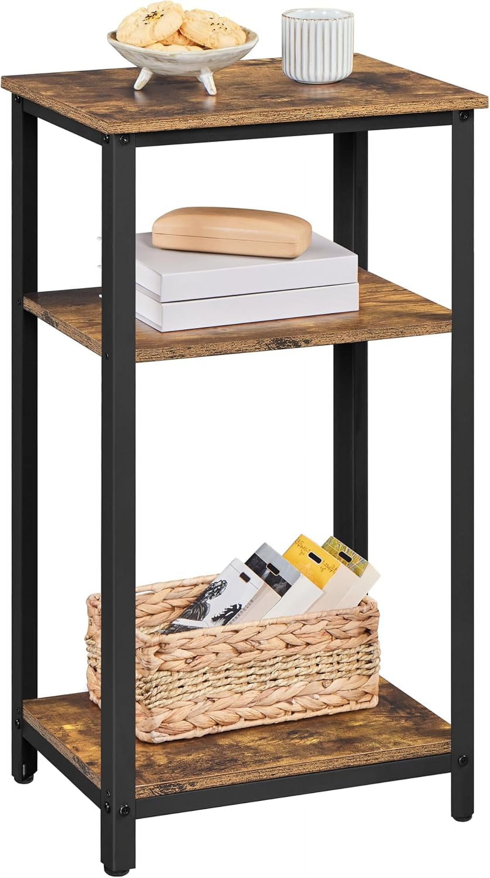 Large 3-Tier Tall End Table, 30 Inches High Side Table with Wooden ...