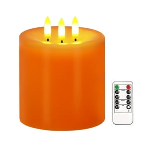 Homemory 6"x6" Extra Large Flameless Candles with 3 Wicks, Battery ...