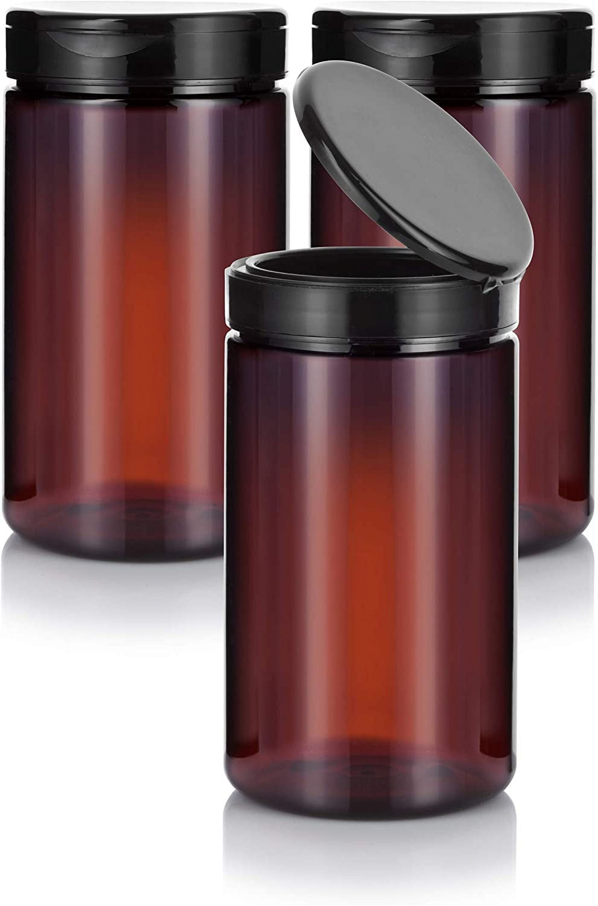 Large 32 oz PET Plastic (BPA Free) Refillable Jar with Black Top - (3 ...