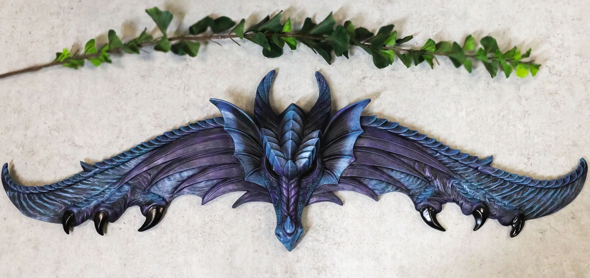 Large 34.25"L Fantasy Midnight Overwatch Dragon With Open Wings 3D Wall ...