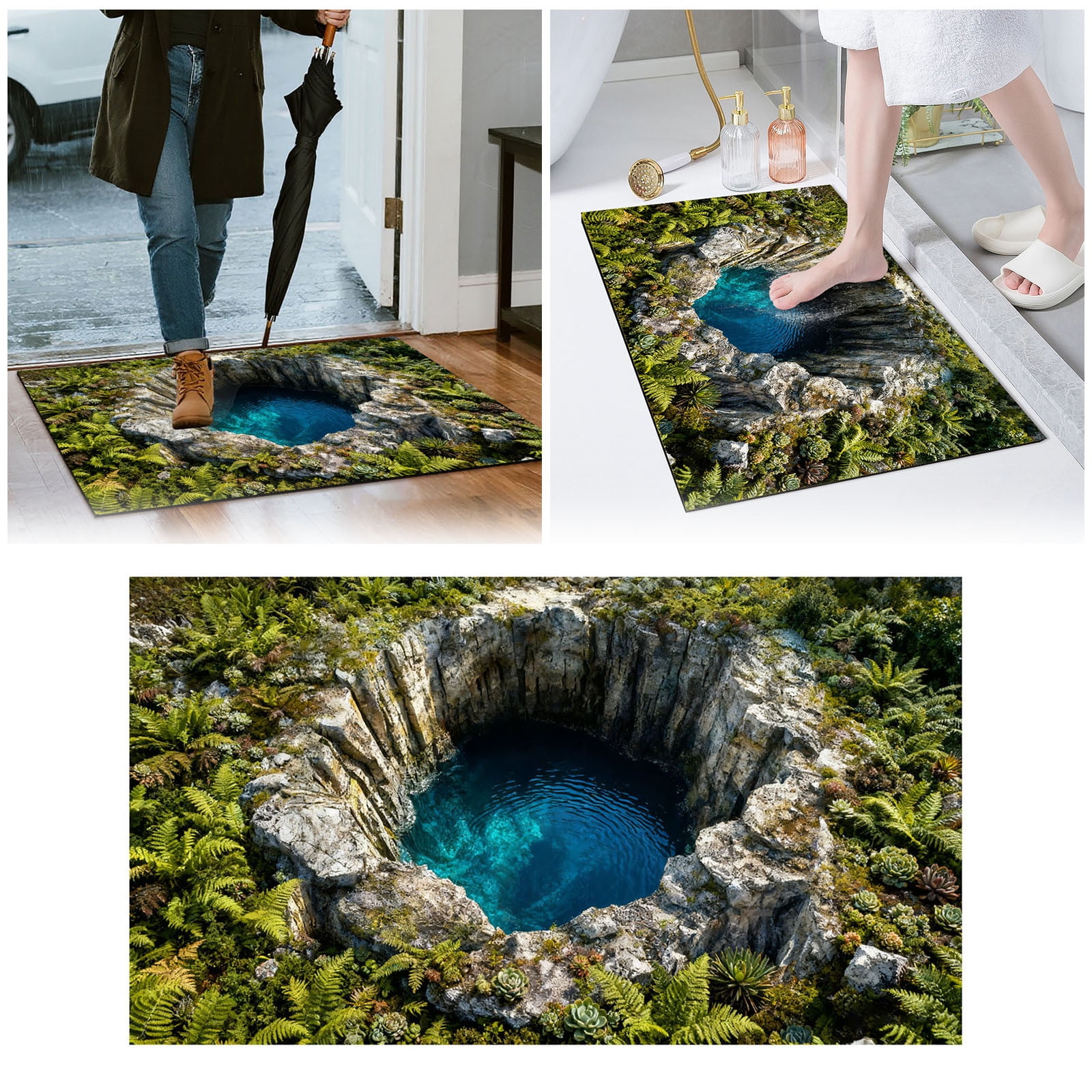 Large 3D Brick Hole Visual Area Rug, 1 Count, 32 x 48 Inch, Optical ...