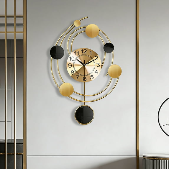 Large 3D Morden Wall Clock Battery Operated Metal Clock Silent Non ...