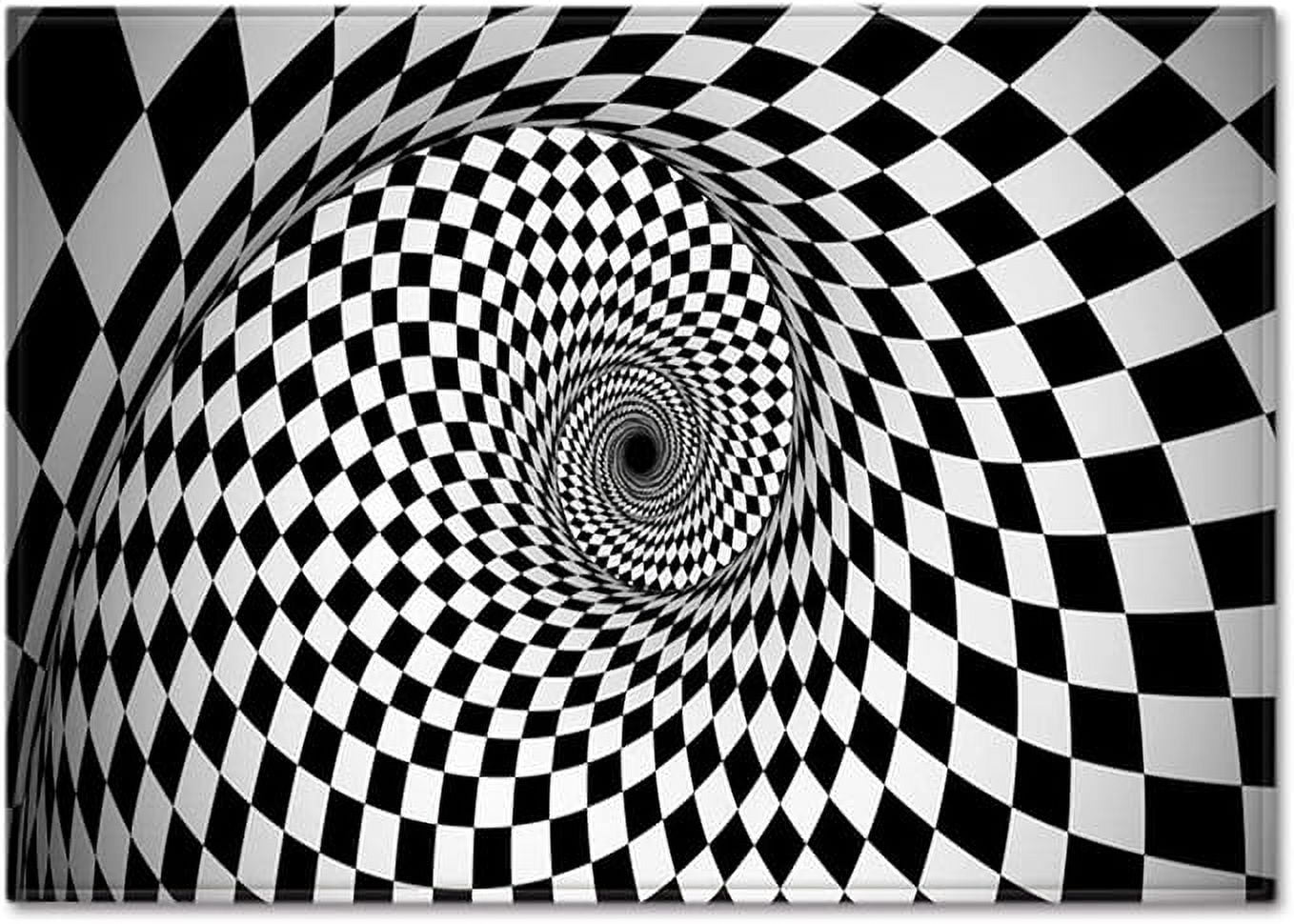 Large 3D Optical Illusion Rugs Black White Plaid Vortex Trippy Carpet ...
