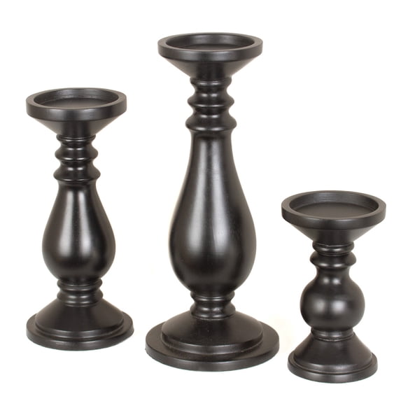 Large 3pc Black Pillar Candle Holder Set - for Modern Home Decor ...