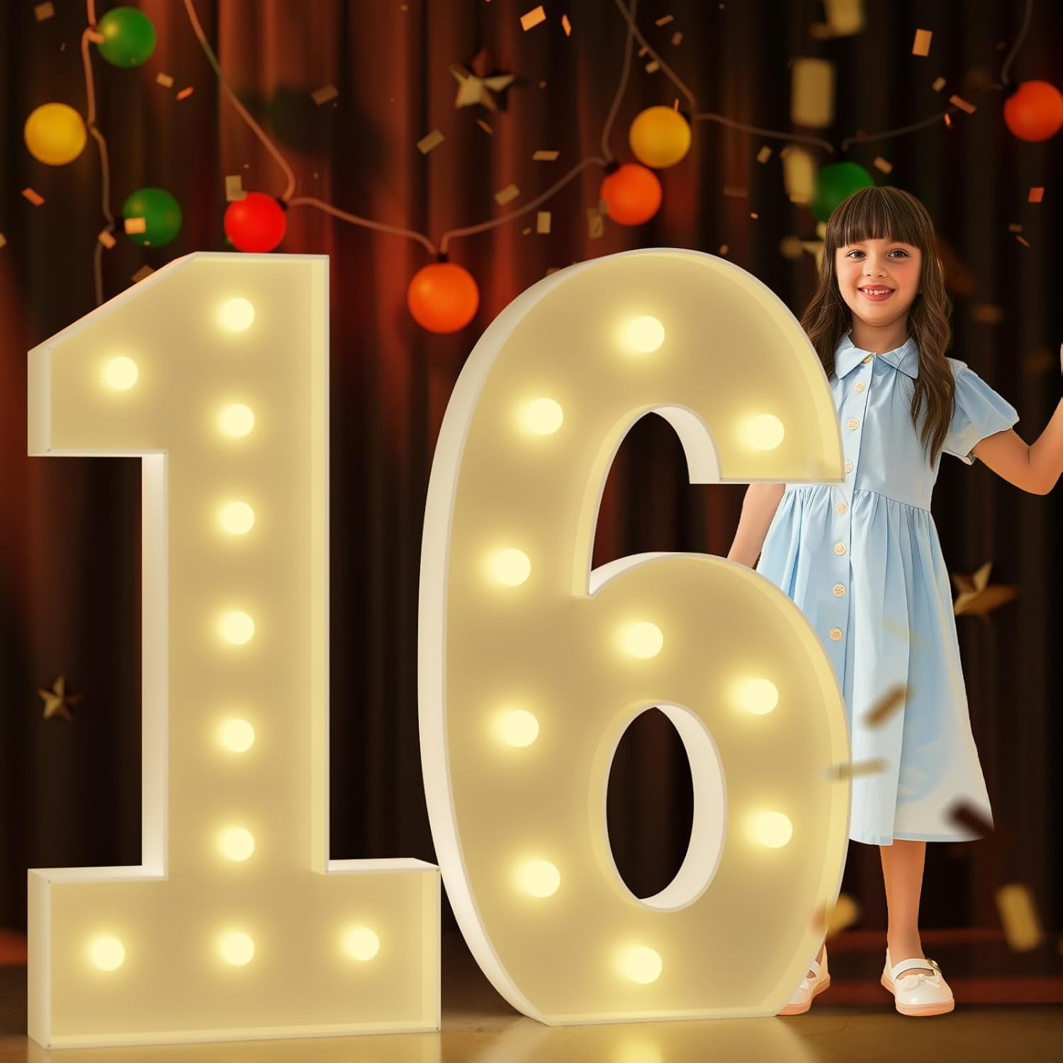 Large 4 Feet Tall Marquee Numbers: 16th Birthday Decorations Light Up Numbers for Anniversary ...