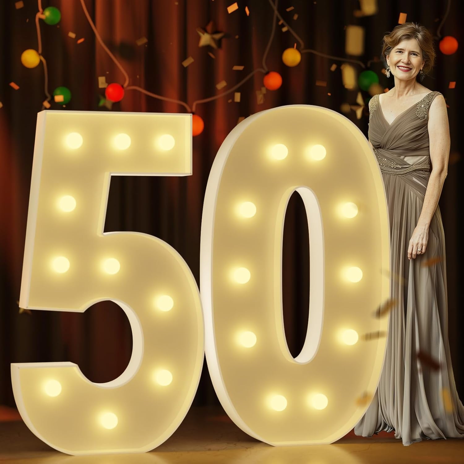 Large 4 Feet Tall Marquee Numbers: 50th Birthday Decorations Light Up ...