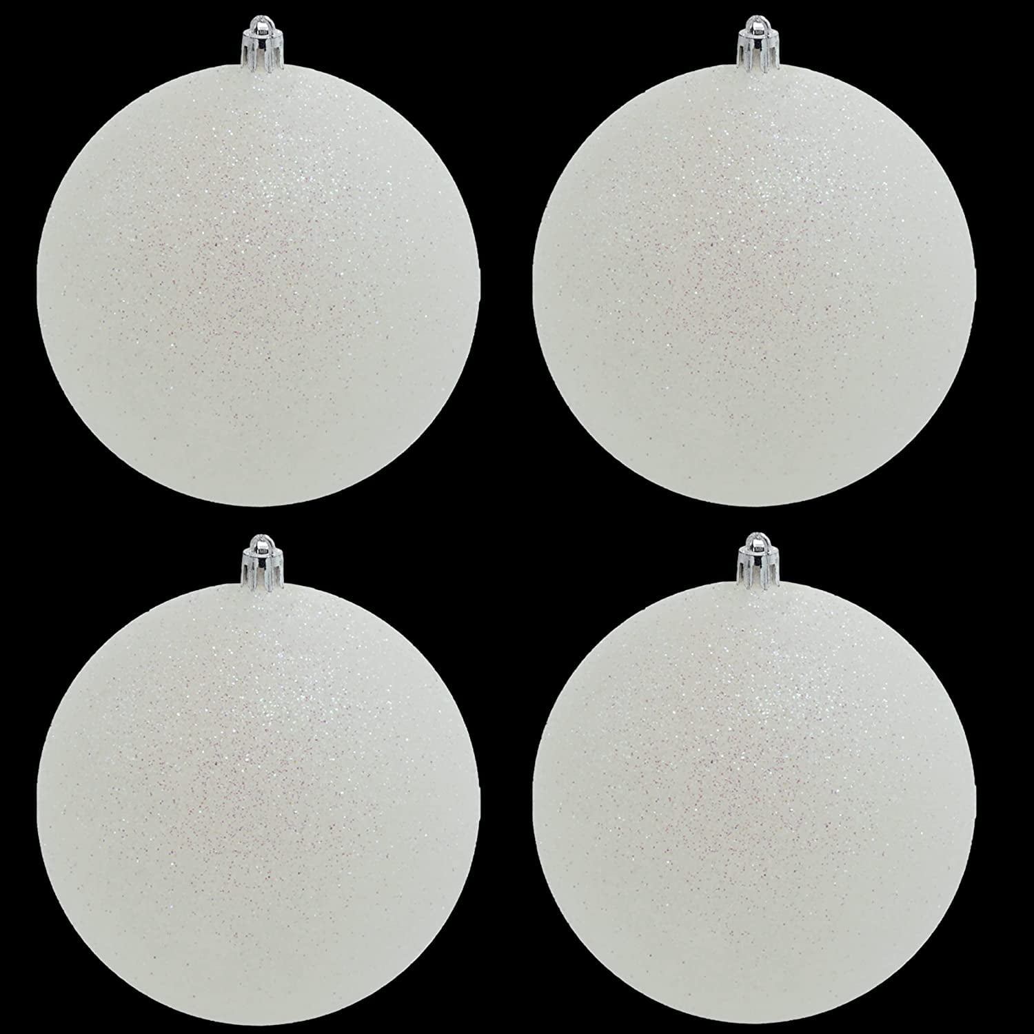 Large 4 Inch White Snowball Ornament (4 Pack) Snow Ball Sparkly ...