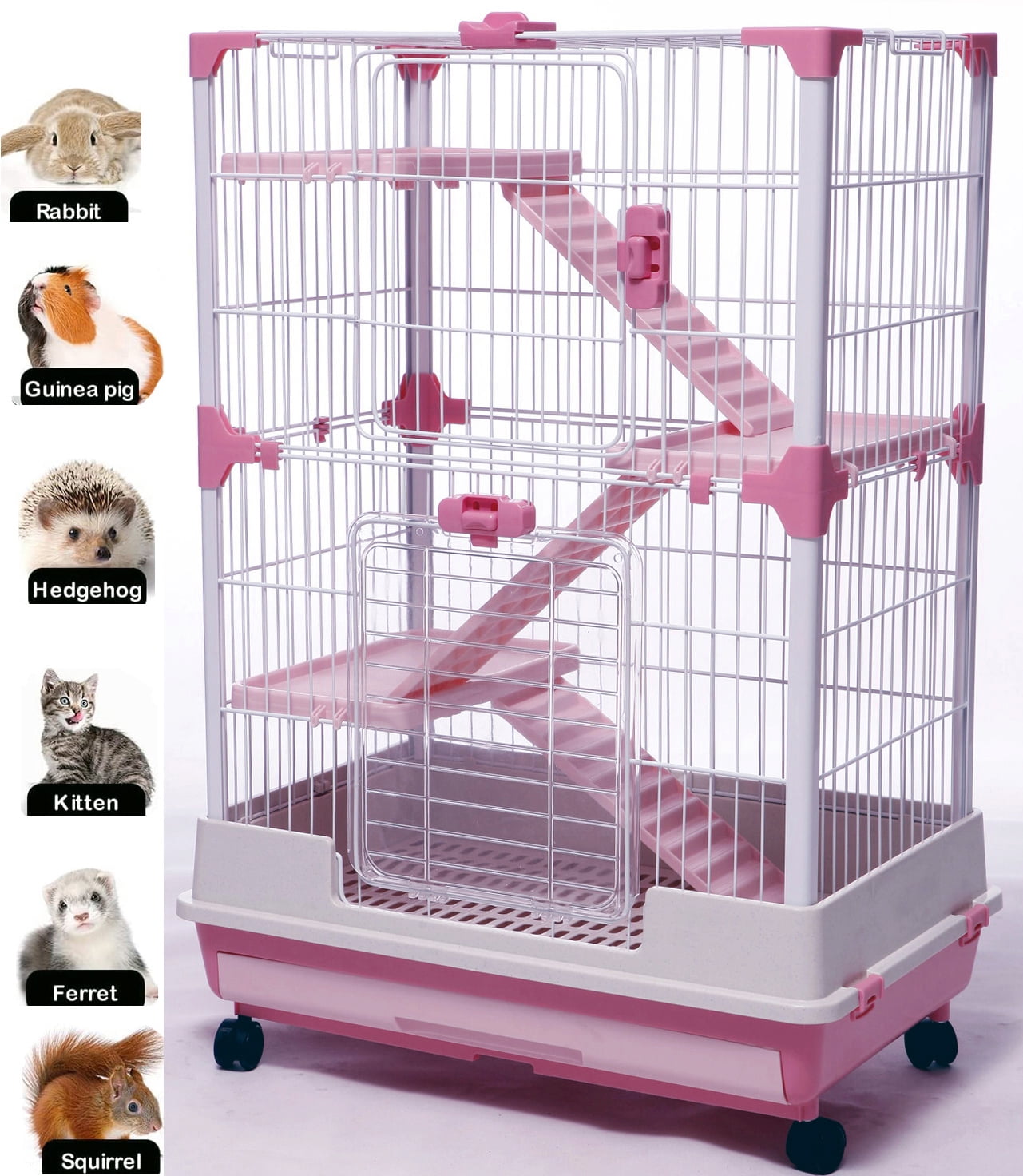 Large 4-Levels Deluxe Guinea Pig Cage Rabbit Hutch On Wheels Ferret ...