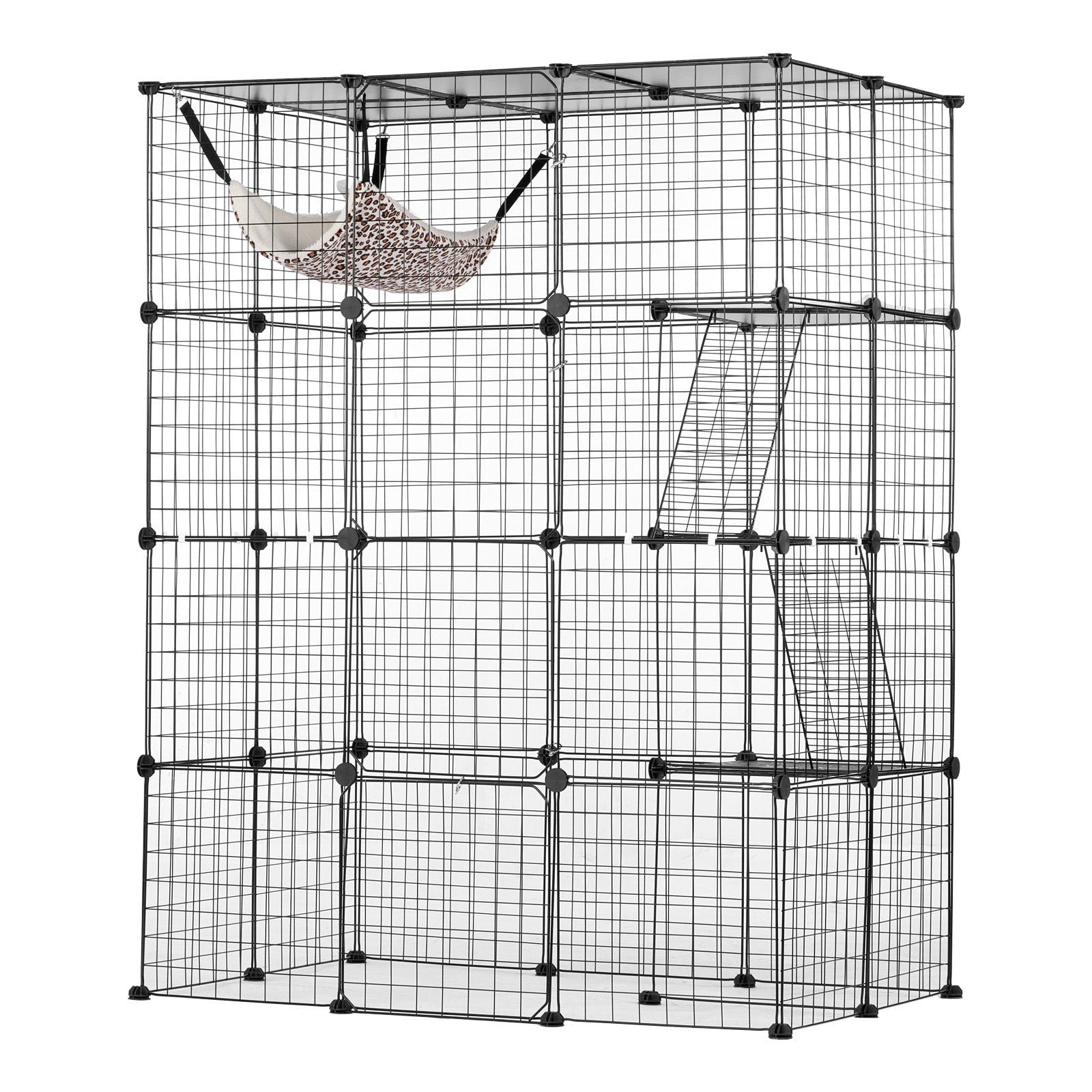 Large 4-Tier Cat Cage 41 x 28 x 55 Inches, Multi-Level Metal Wire Cat ...