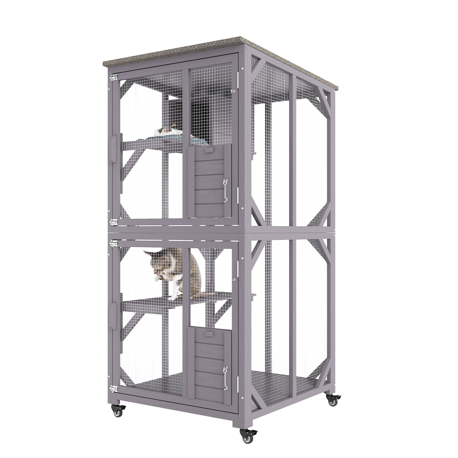Large 4-Tier Cat Cage Indoor, Cat Indoor Enclosures with Rotating ...