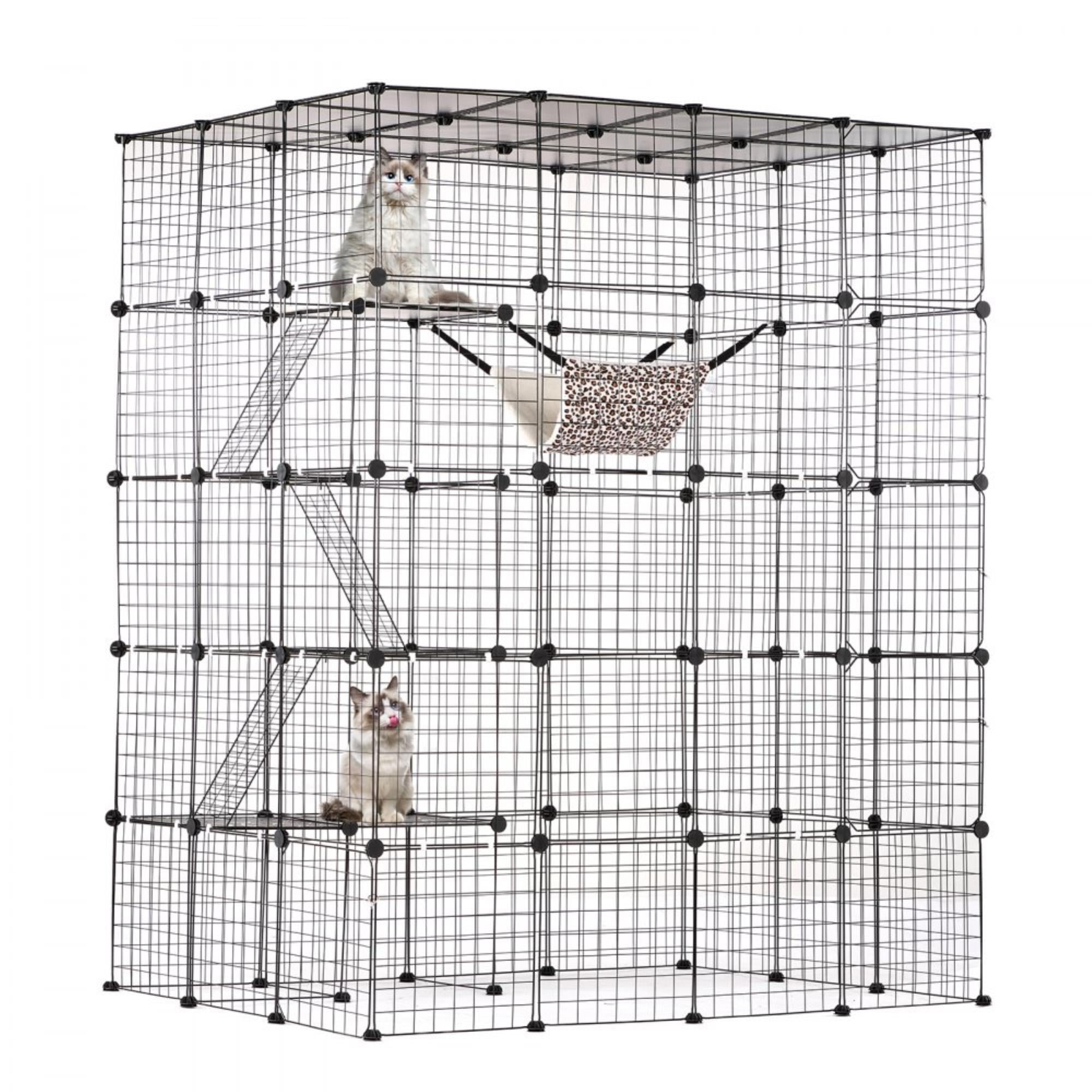 Large 4-Tier Metal Wire Cat Cage 54x41x69Inches with Hammock - Walmart.com