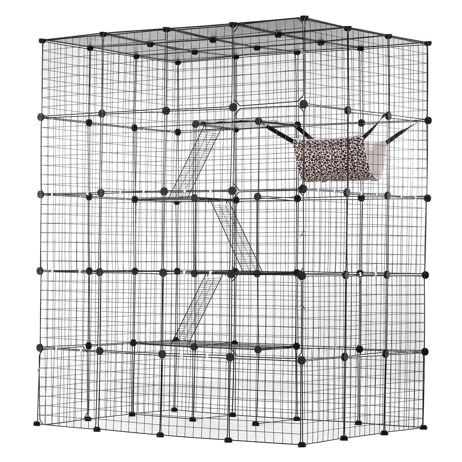 Large 4-tier Cat Cage 54 x 41 x 69" Metal Wire Cat Enclosure with ...