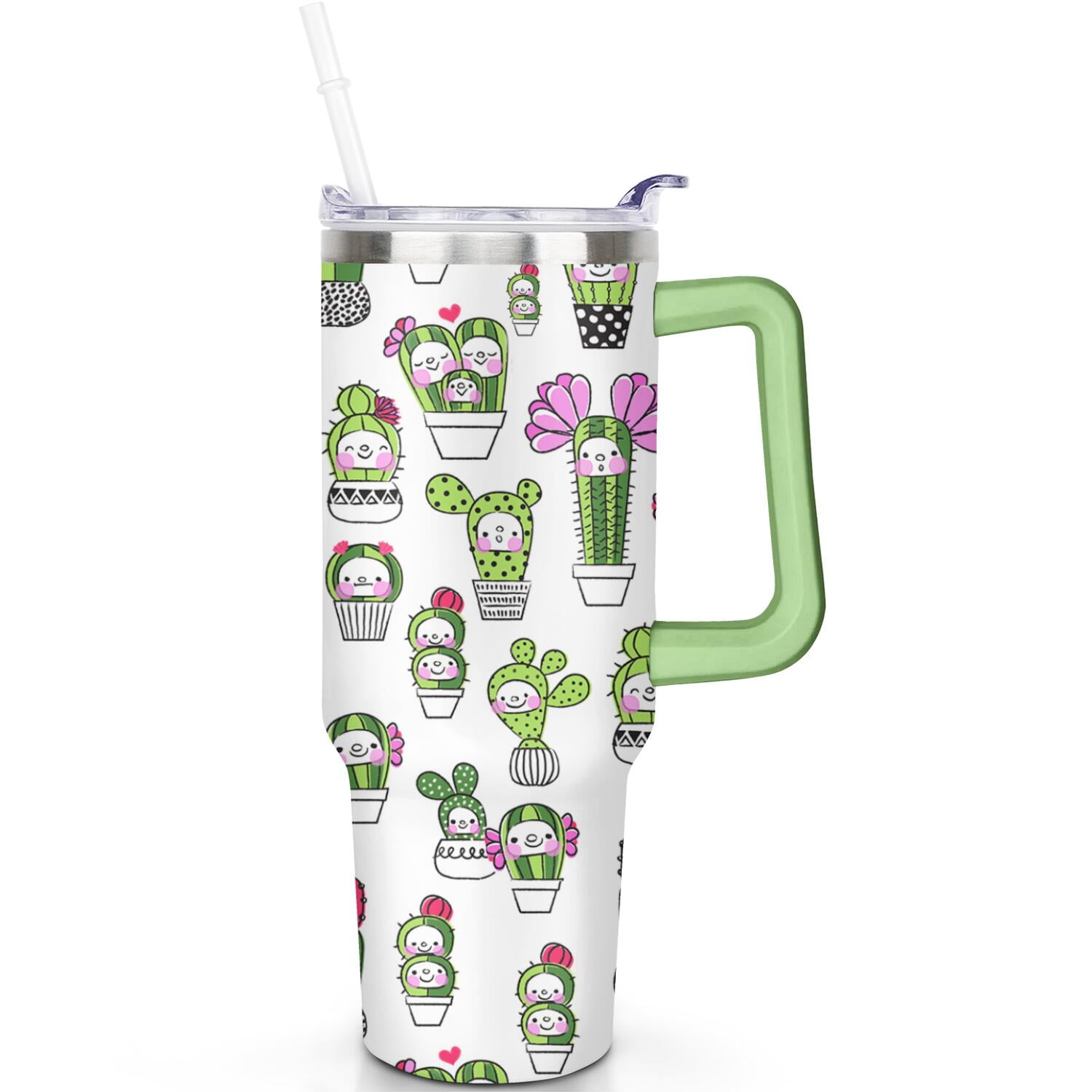 Large 40oz Cactus Travel Cup, Flip Straw Lid, Sturdy Steel Construction ...