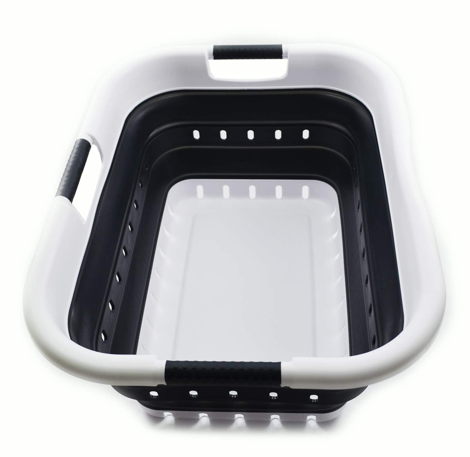 Large 41L Plastic Laundry Basket 3 Handled, Pop Up Collapsible Storage ...