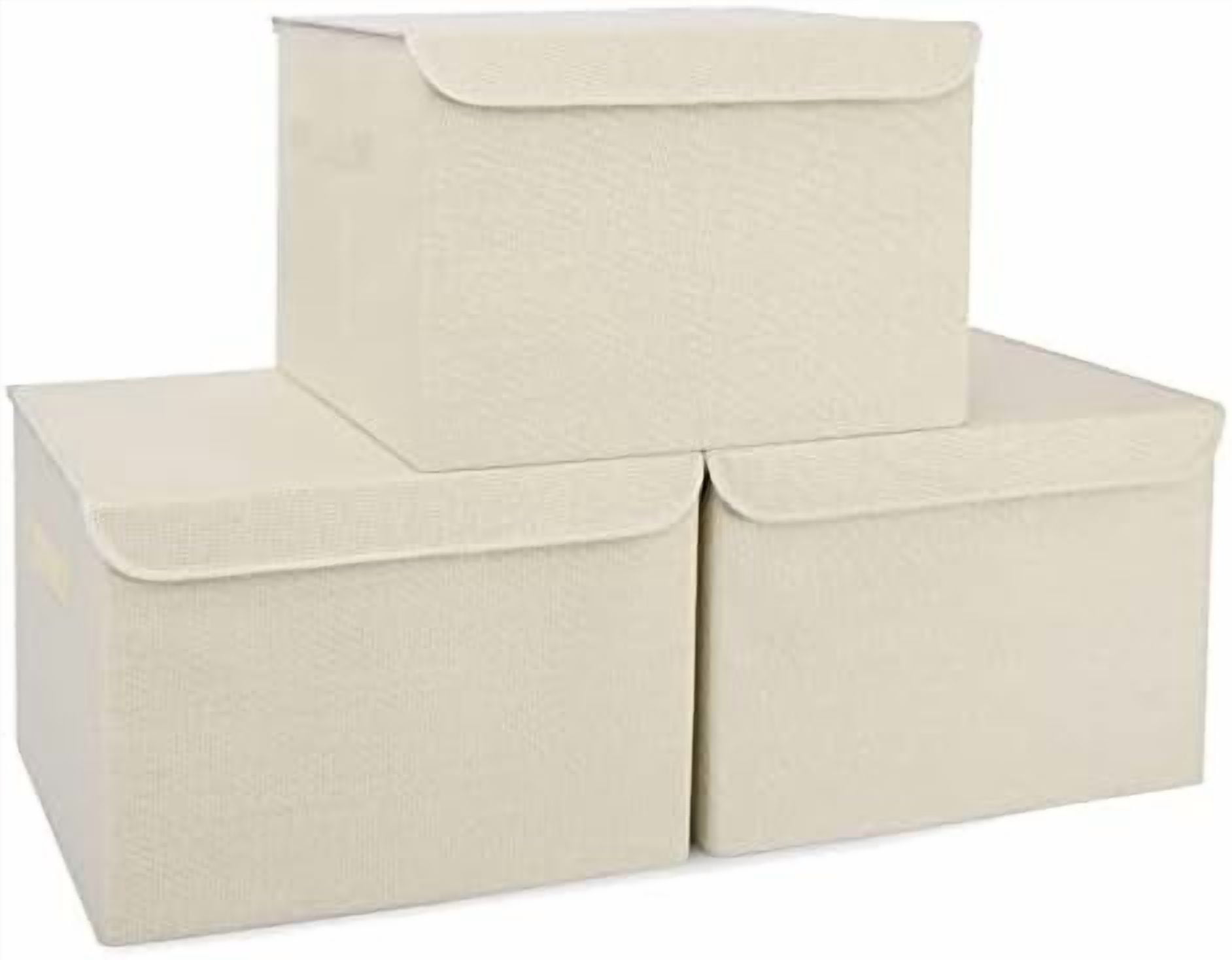 Large 42 Quarts Collapsible Stackable Storage Bins Cube with Lids [3 ...