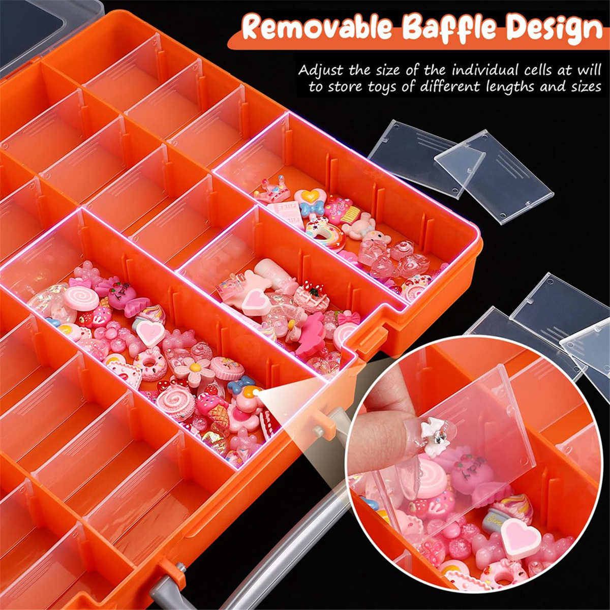 Large 48 Grids Plastic Organizer Box with Adjustable Dividers,Craft ...