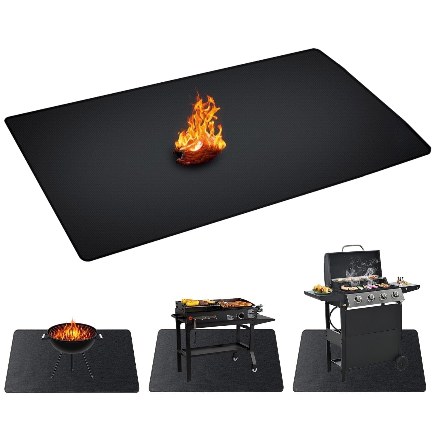 PUCACHI Under Grill Mat, 48 x 36 inch Double-Sided Fireproof Deck and ...