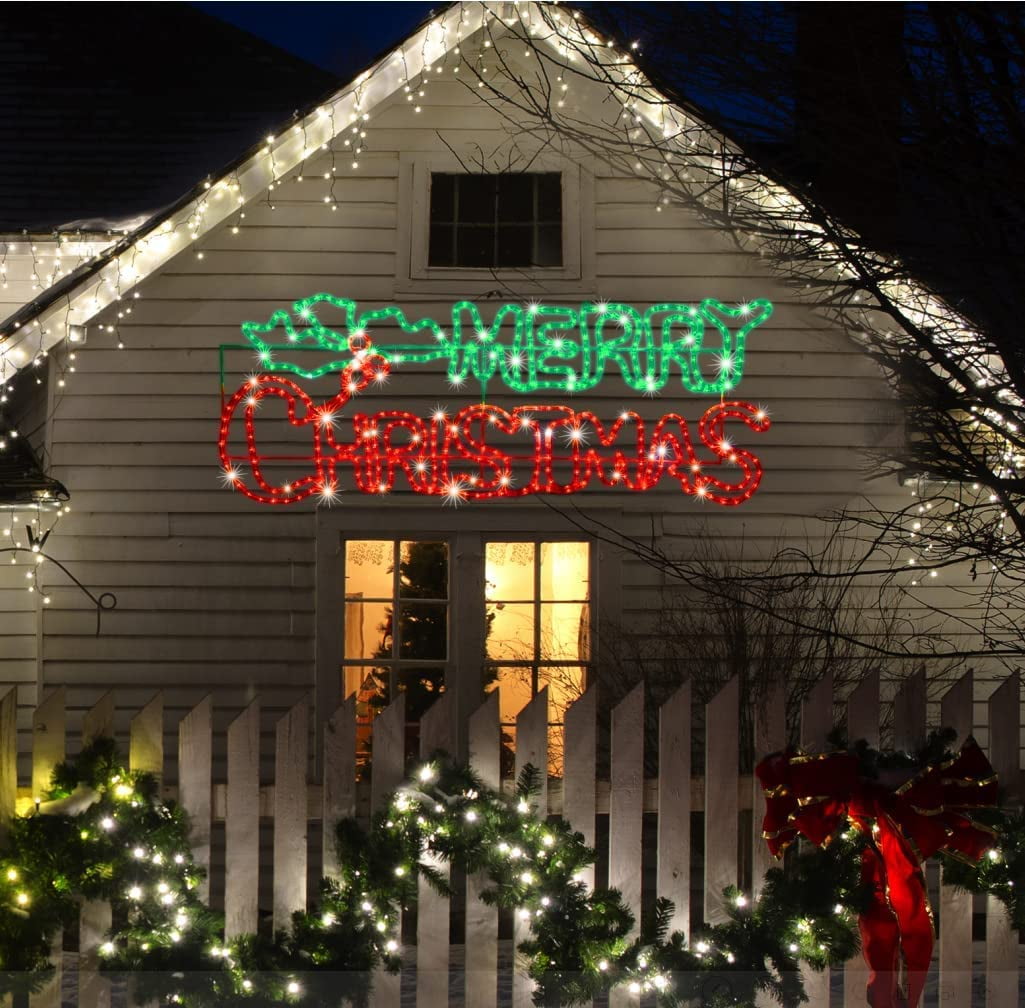 Large 48"x18" Twinkle 504 LED Merry Christmas Neon Motif Super-Bright ...