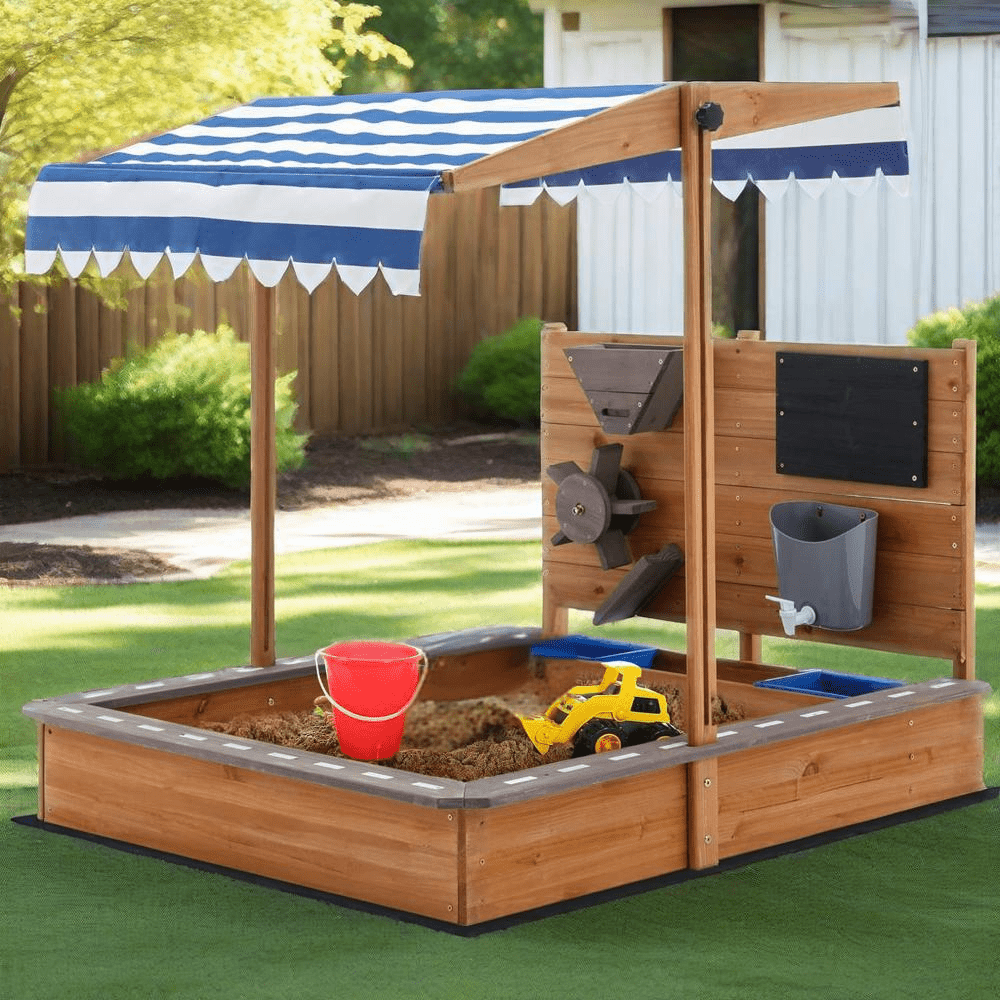 Large 49 Inch Sandbox with Canopy and Built-in Drawing Board for ...