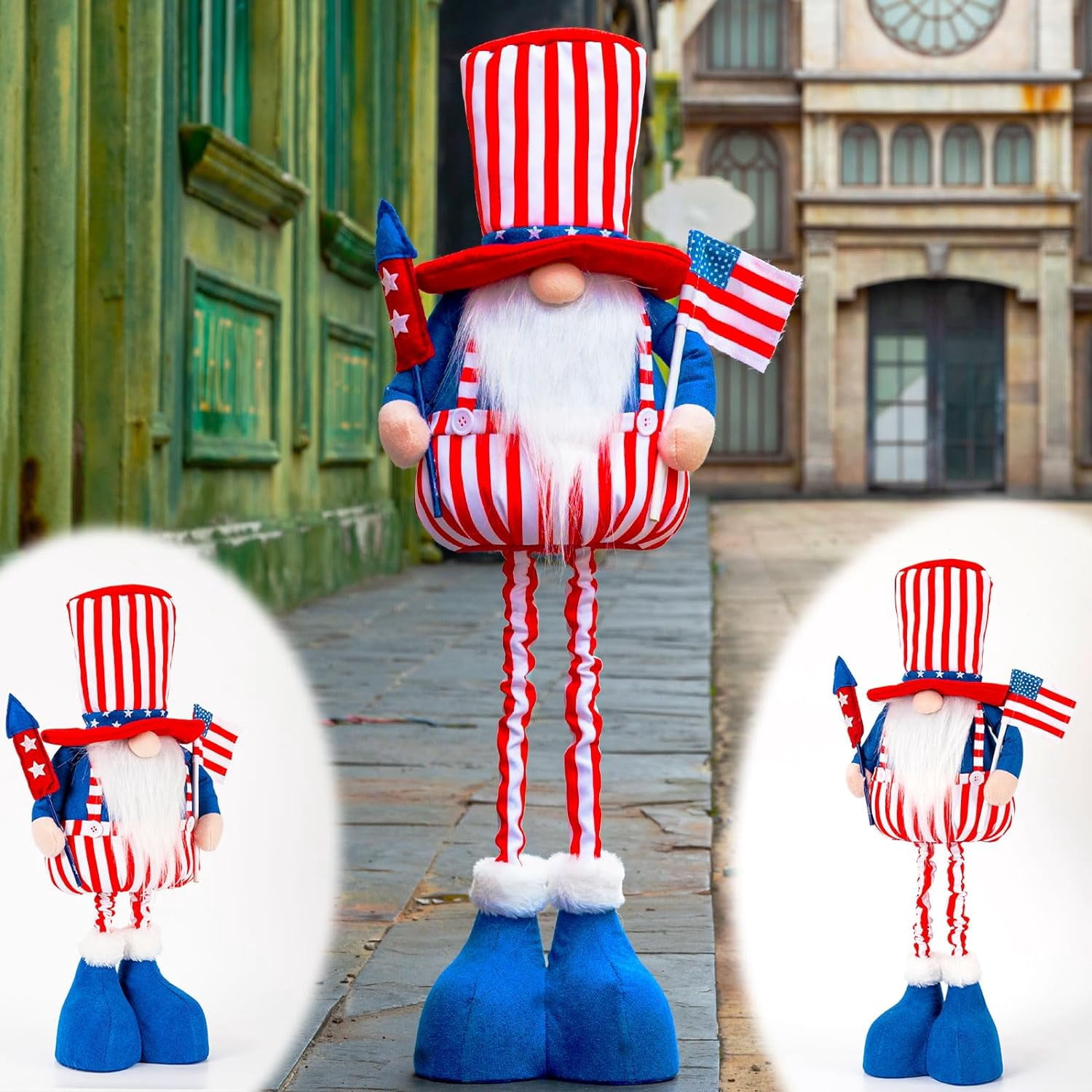 Large 4th of July Patriotic Gnome Plush Decoration - Standing ...