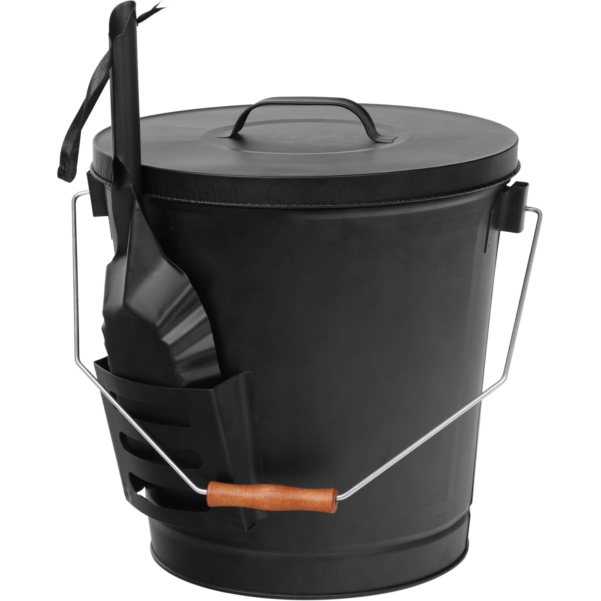 Large 5.5 Gallon Ash Bucket with Lid and Shovel, Galvanized Metal Coal ...