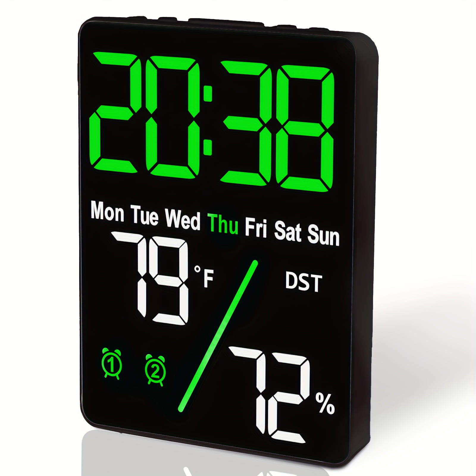 Large 5.5" LED Digital Thermometer Hygrometer Alarm Clock - Indoor ...