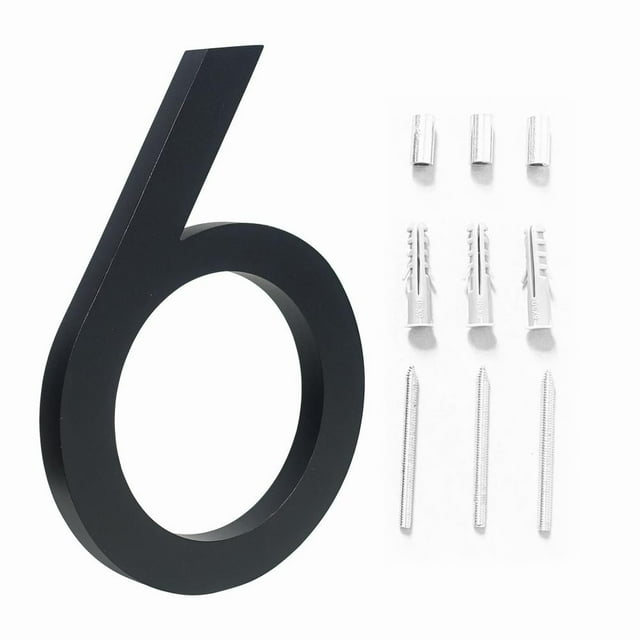 Large 5.6\" Modern Floating House/Door Numbers 12mm Brushed Stainless ...