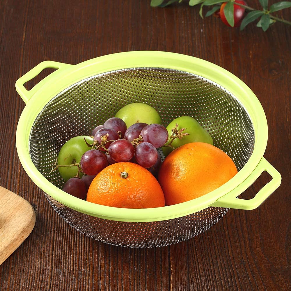 Large 5-Qt Stainless Steel Colander, Metal Kitchen Strainer with Handle ...