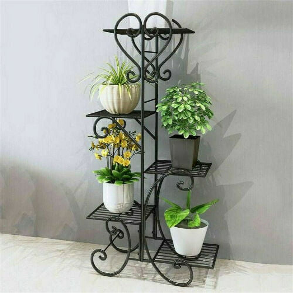 Large 5 Tier Wrought Iron Flower Pot Rack Planter Holder Display Rack ...