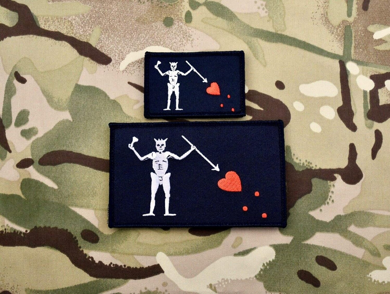 Large 5"x3 Small 3"x2" Blackbeard Pirate Flag Embroidered Patch Set ...
