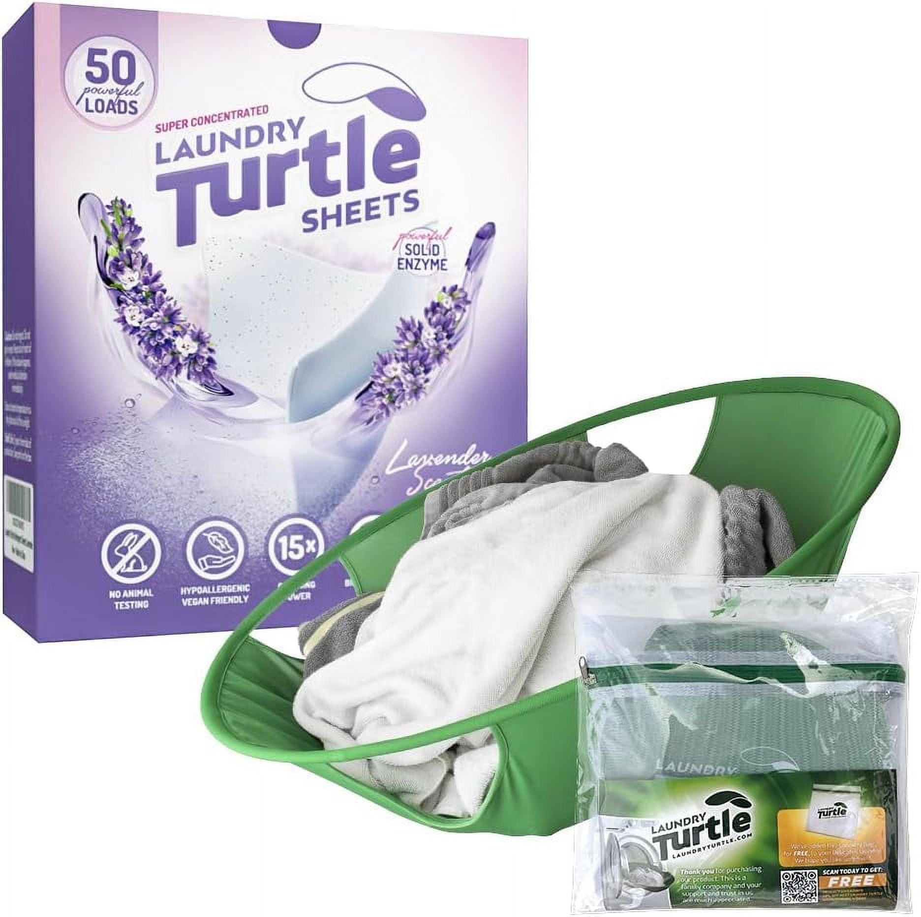 Large + 50 Pack of Detergent Sheets, Revolutionary Foldable Laundry ...