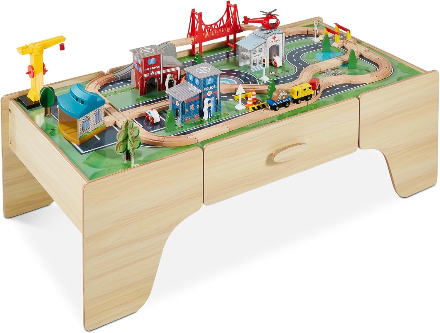Large 50in 35-Piece Train Table, Multipurpose Wooden Toy Activity ...