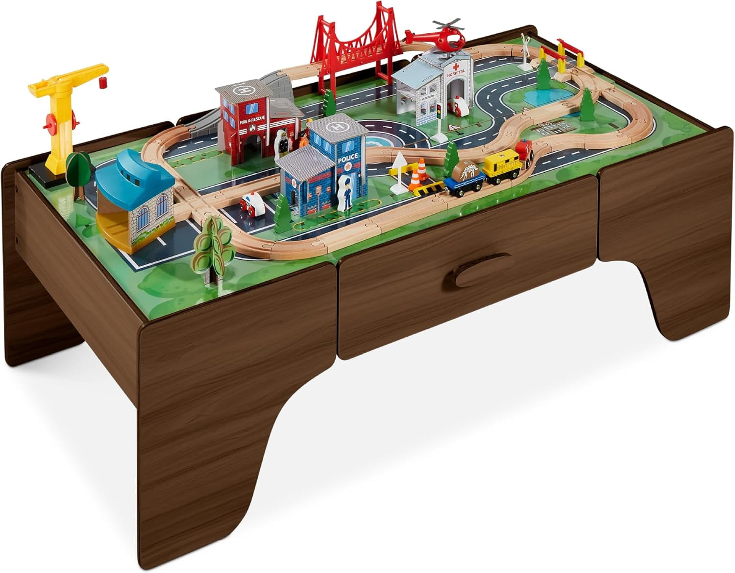 Large 50in 35-Piece Train Table, Multipurpose Wooden Toy Activity ...