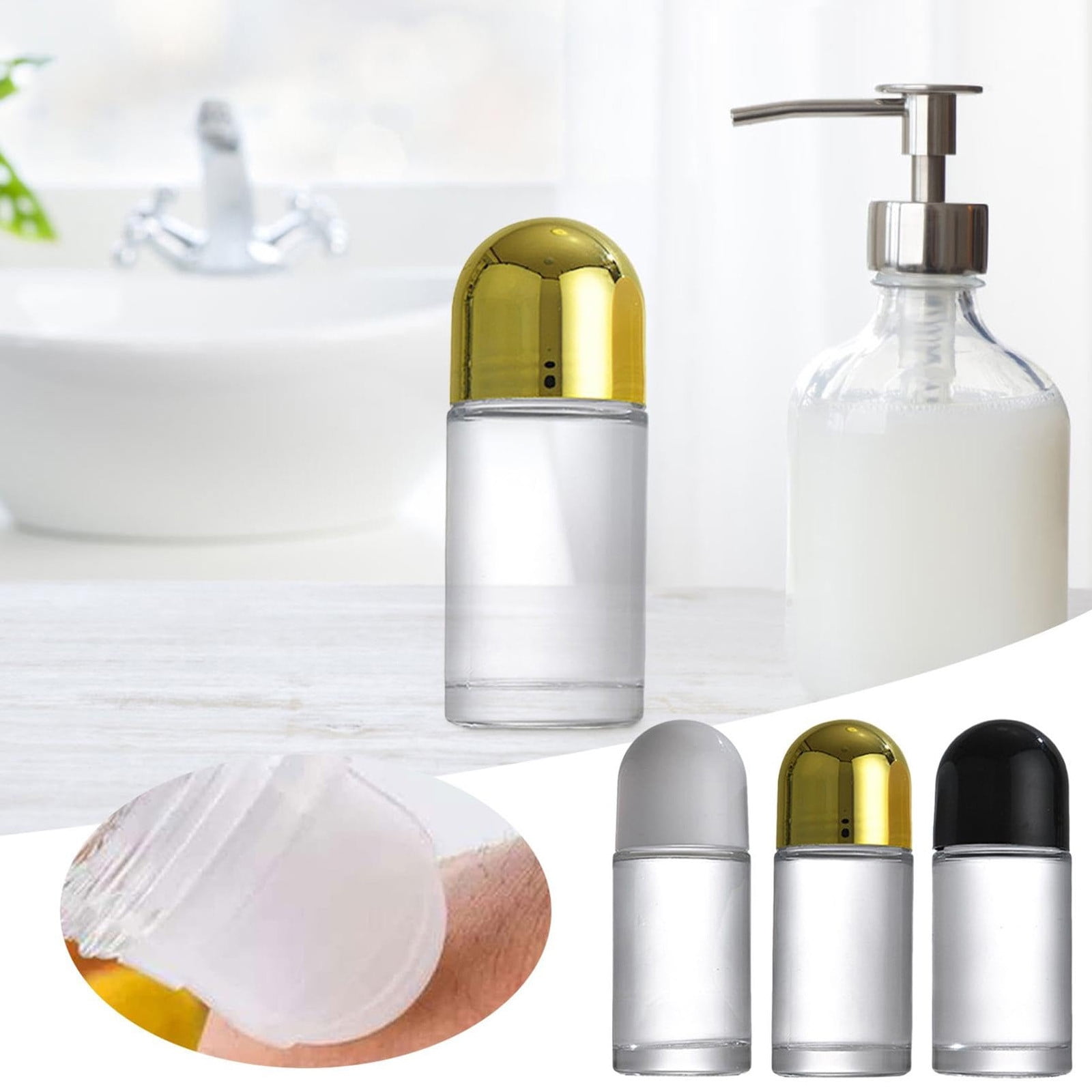 Large 50ml Glass Cosmetic Bottle, Transparent Oil Sub Container ...