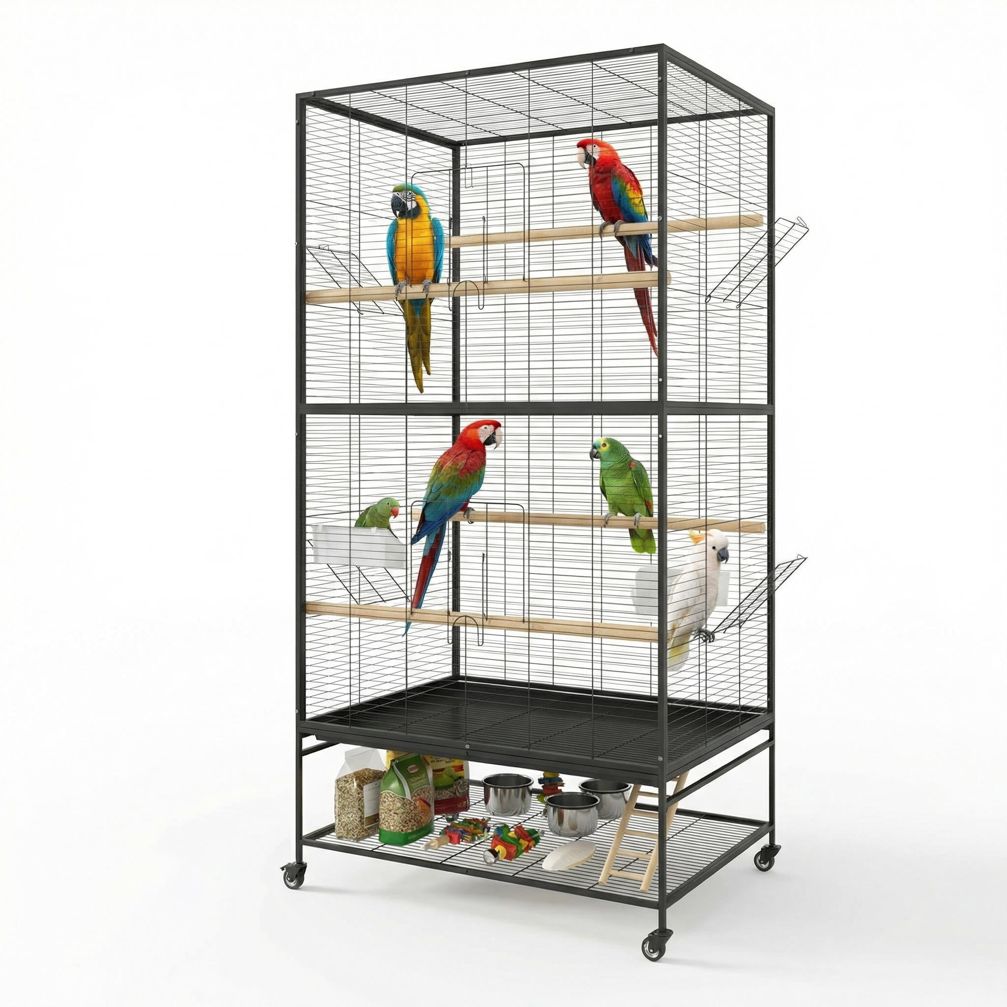 Large 52 Inch Rolling Parrot Cages for Large Birds, Flight Parakeet ...