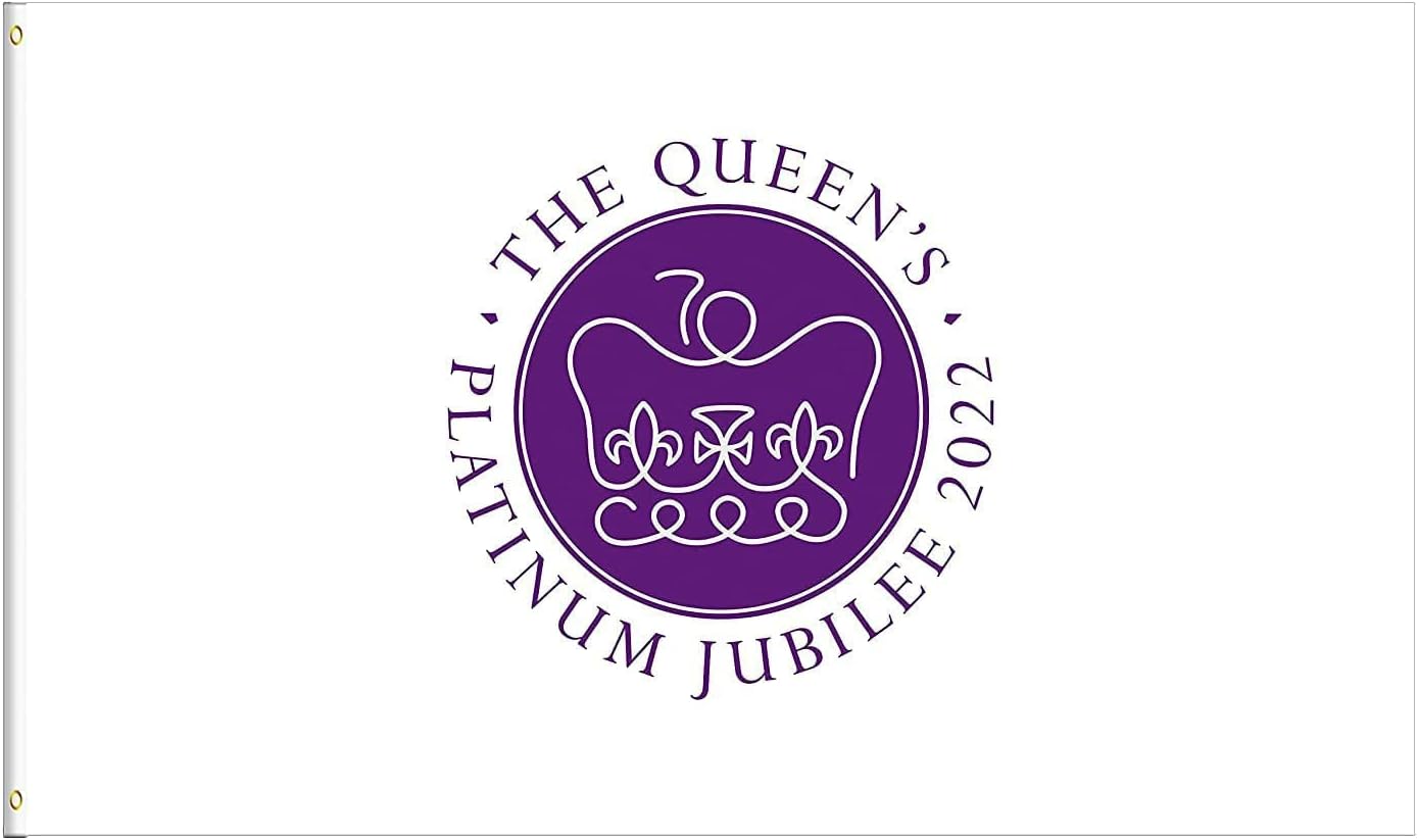 Large 5X3Ft Platinum Jubilee White Flag Official 70Th Anniversary ...