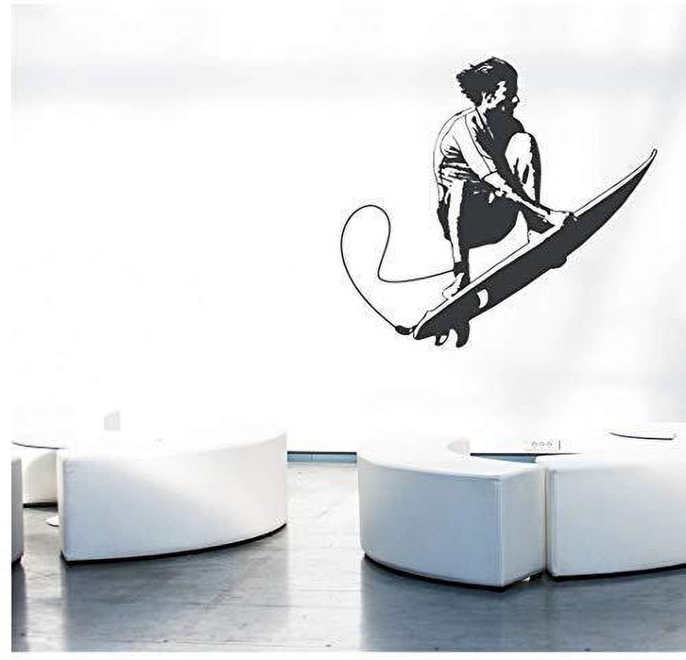 Large 6 Feet Tall Surfer Surfs Up Ocean Vinyl Wall Art Sticker Decal ...