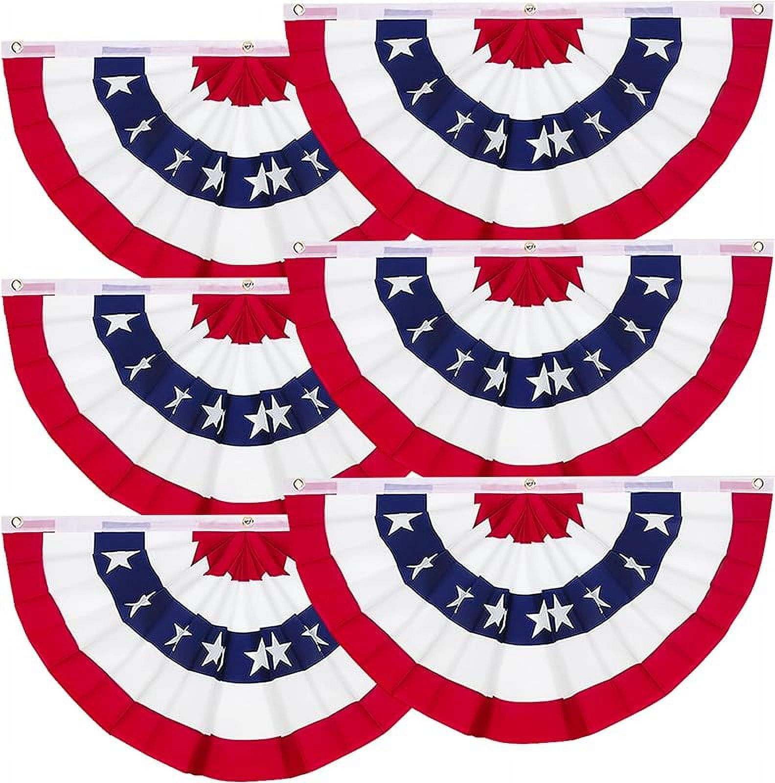 Large 6 Pack American USA Pleated Bunting Flags 3x6Ft 100% Polyester ...