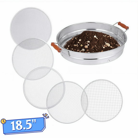 Large 6-in-1 Soil Sifter Set for Gardening, 18.5 Inch Diameter with 5 ...