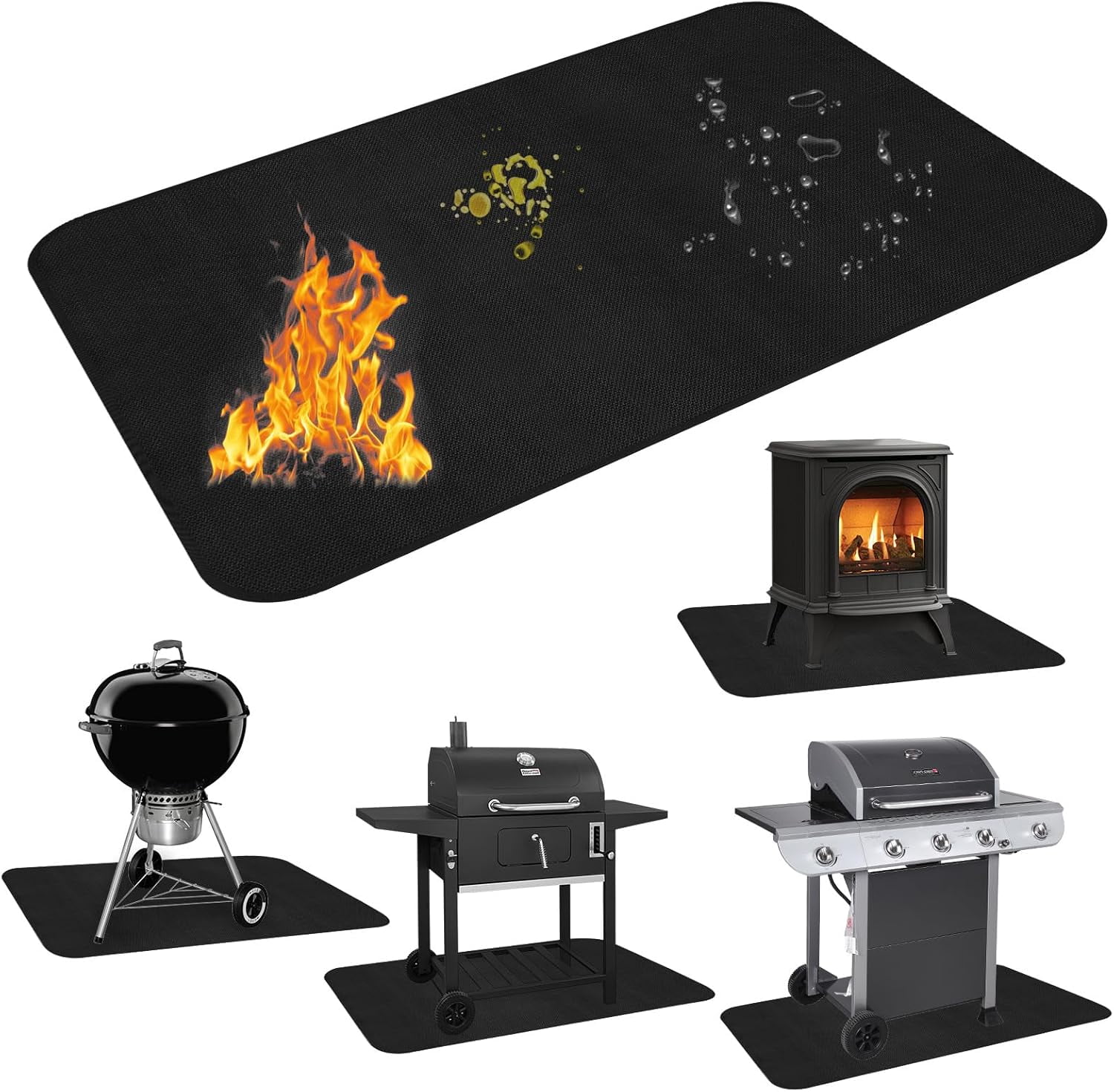 Large 60 x 42 inchs Under Grill Mats for Outdoor Grill, Fire Pit Mat ...