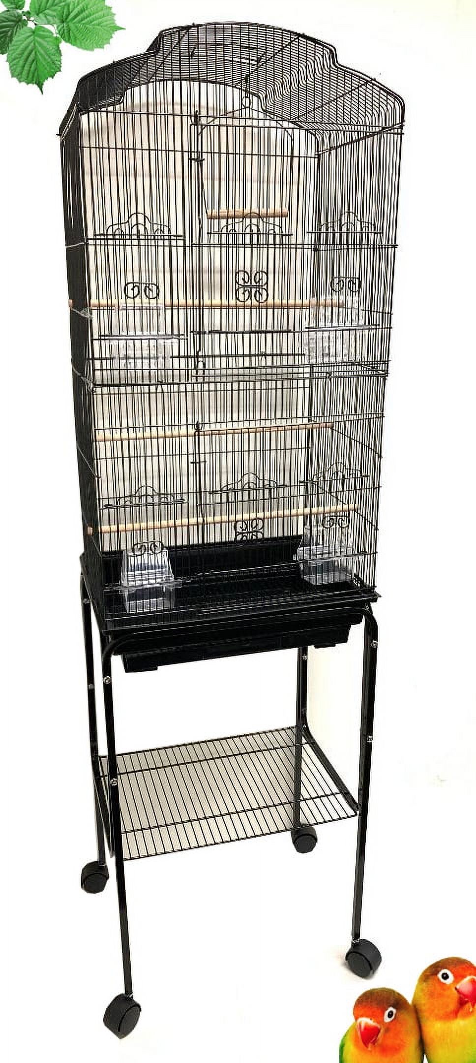 64-inch Bird Love Parrot Cage Open/Close Top, Removable Rolling Stand ...