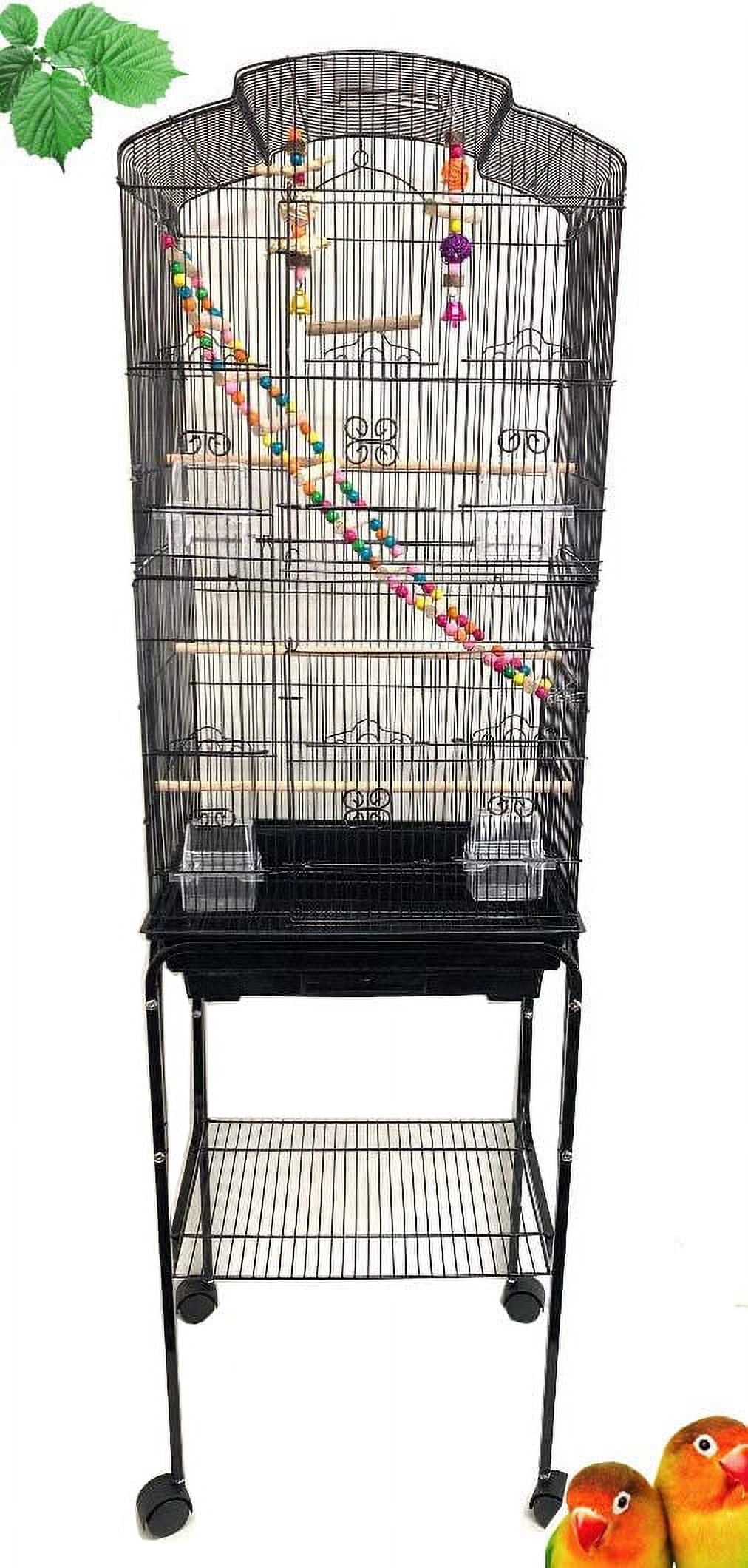 Large 64-inch Open Top Parakeet Lovebirds Flight Cage 10-Step Walk ...