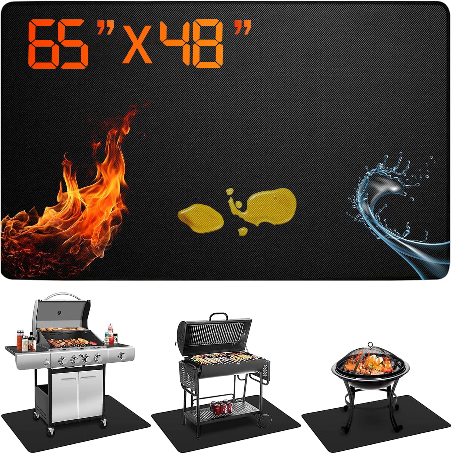 Large 65 x 48 Inch Under Grill Mat for Outdoor Grill, ANUNU Double ...