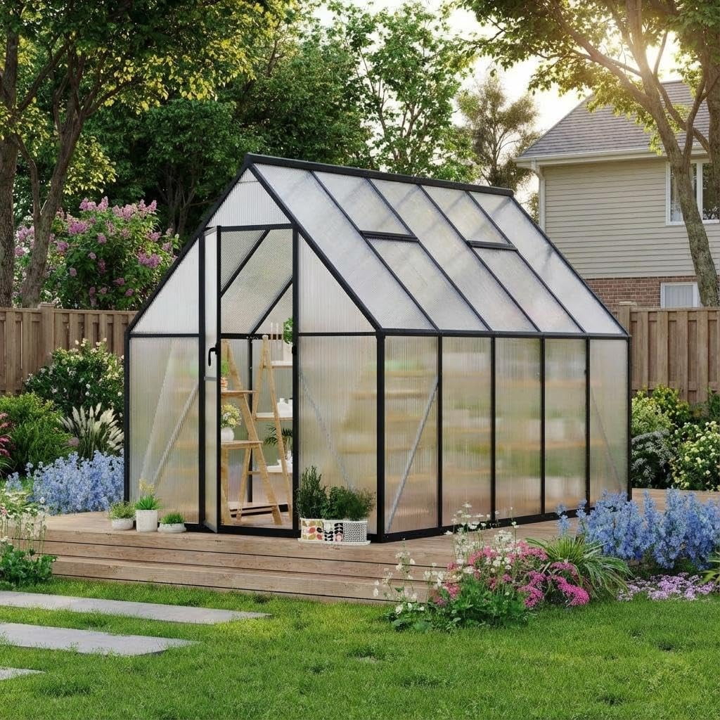 Large 6x9 Ft Walk-in Greenhouse, Aluminum Frame & Polycarbonate Panels ...