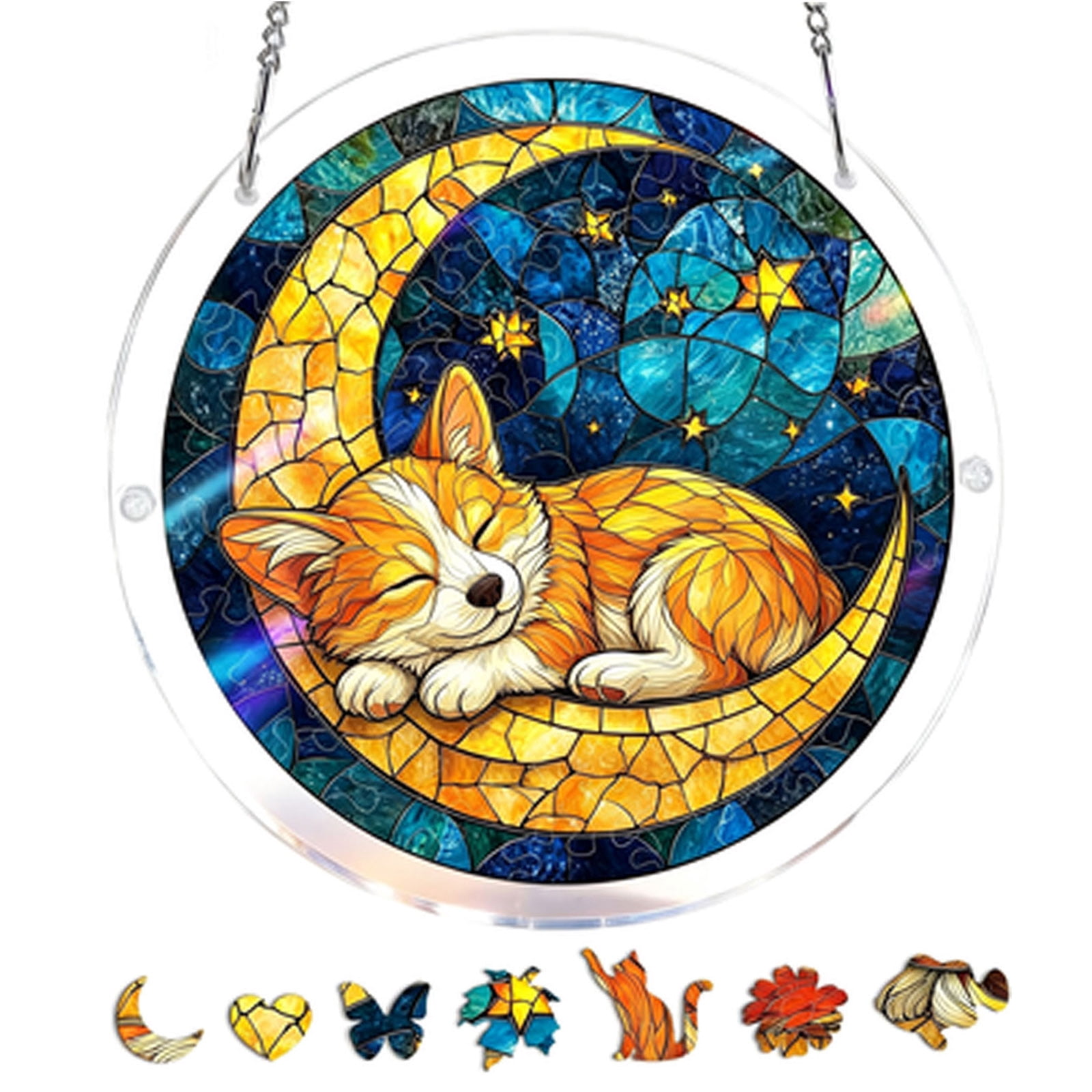 Large 7.4 Inch 83-Piece Acrylic Jigsaw Puzzle Suncatcher – Stained ...