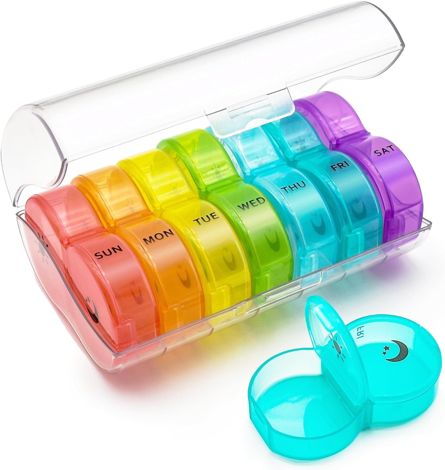 Large 7 Day Pill Organizer - 2 Times a Day Pill Box Case - XL Am Pm ...