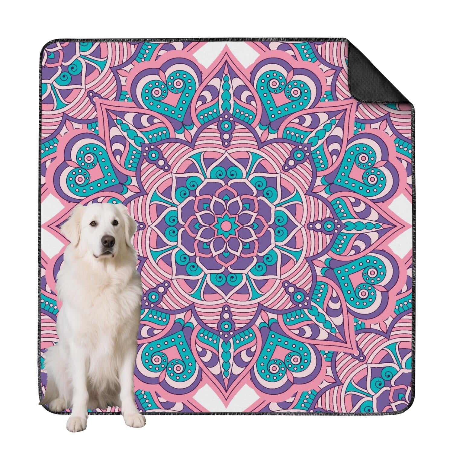Large 72" x72" Washable Dog Pee Pads, Mandala Design Reusable Potty ...