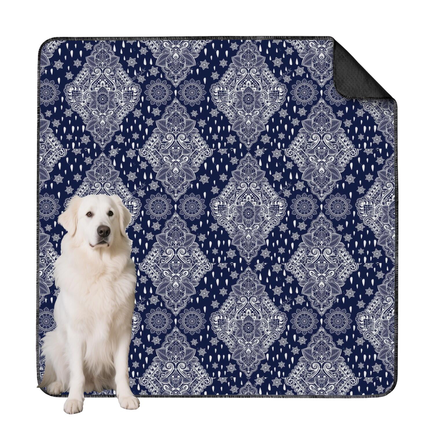 Large 72x72 Dog Pee Pad with Chic Boho Print, Non-Skid Washable Potty ...