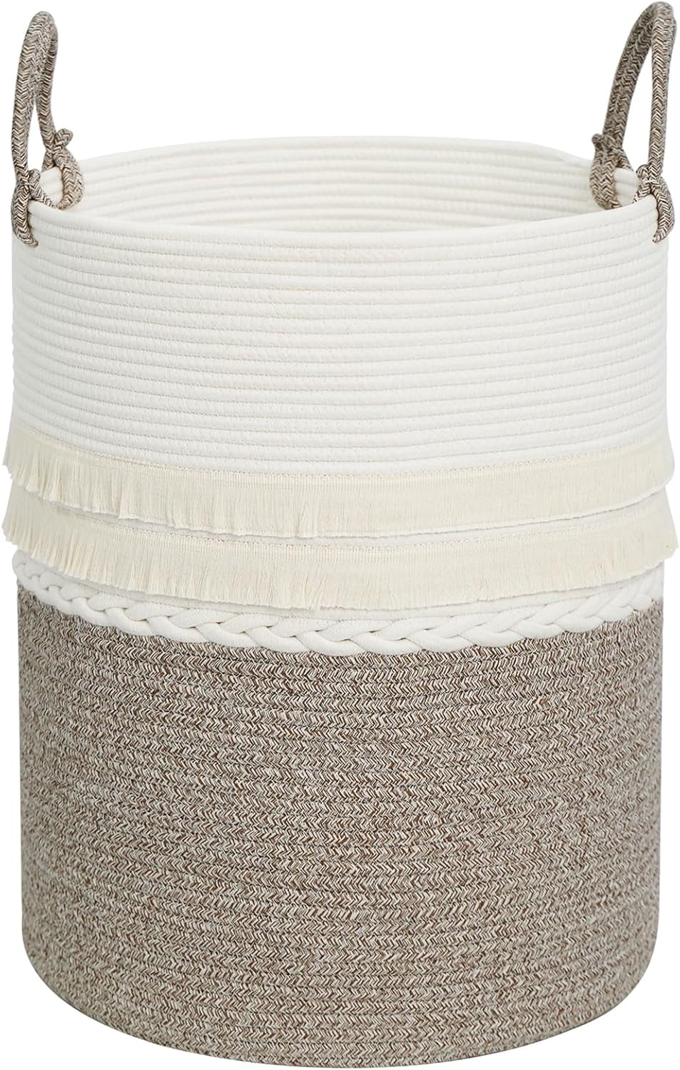 Large 79 L Laundry Basket, Tall Woven Cotton Storage Hamper with ...
